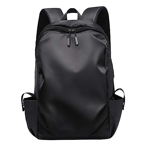 Ellymi Backpack Fashion New Pattern Simple Solid Color Large Capacity Practical Computer Bag Travel Leather (Black, One Size)