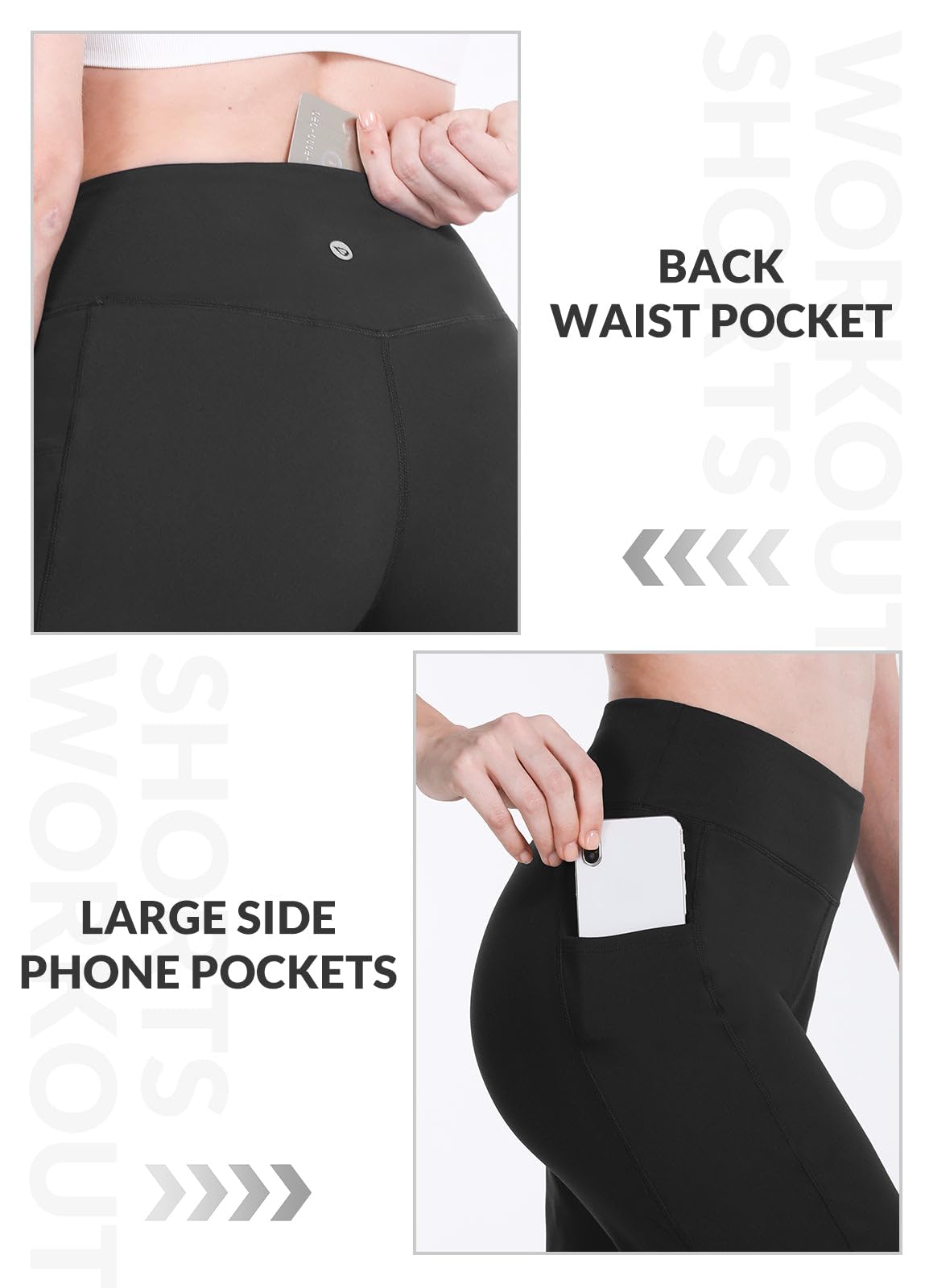 BALEAF Women's 10" Bermuda Shorts Long Athletic Workout Knee Length High Waisted Yoga Running Shorts with 3 Pockets Black L