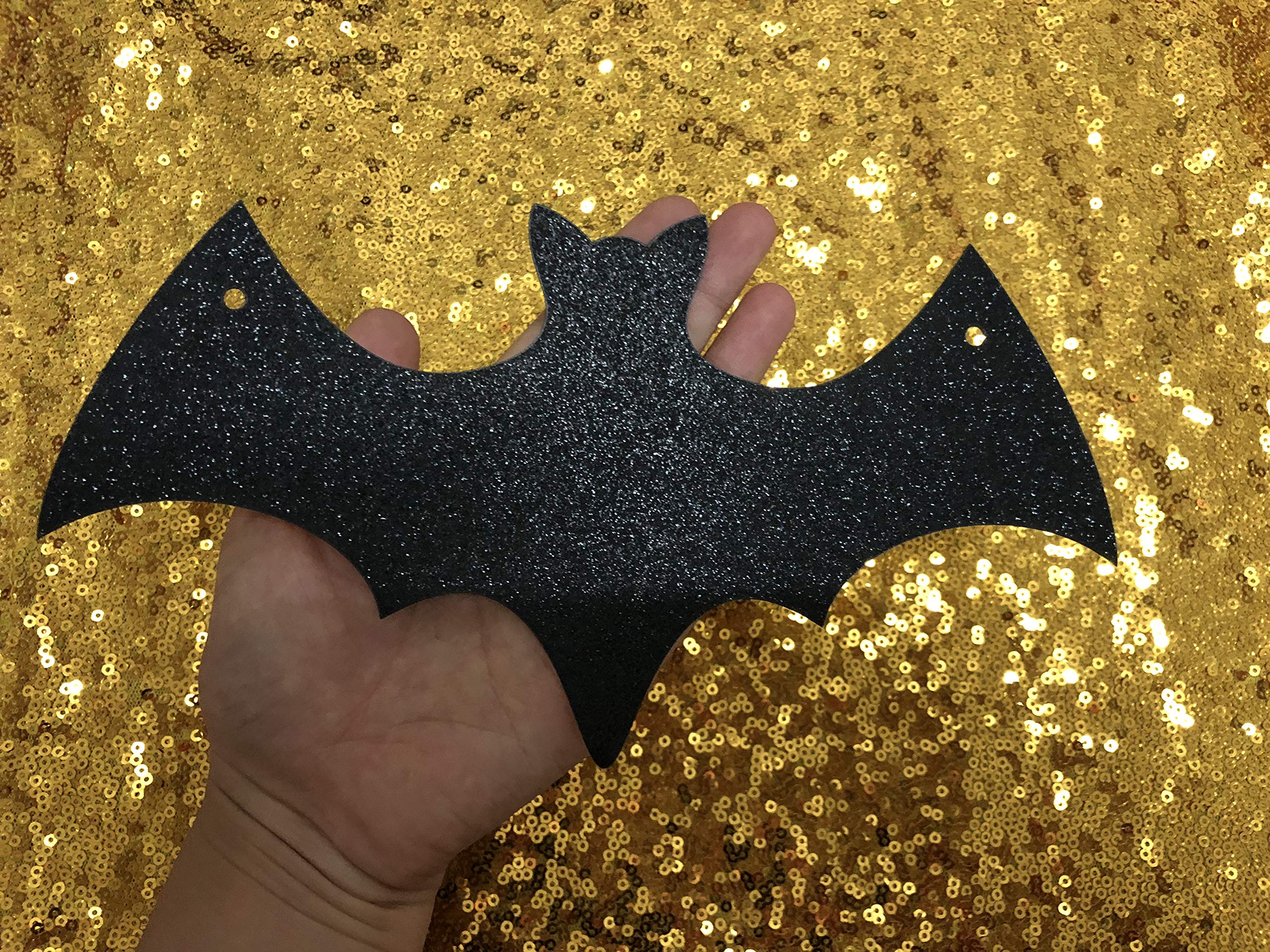 Black Glitter Bat Garland Halloween Bats Garland Banner, Bat Halloween Banner Bat Halloween Decorations for Halloween Home Mantle Haunted Mansion Decorations
