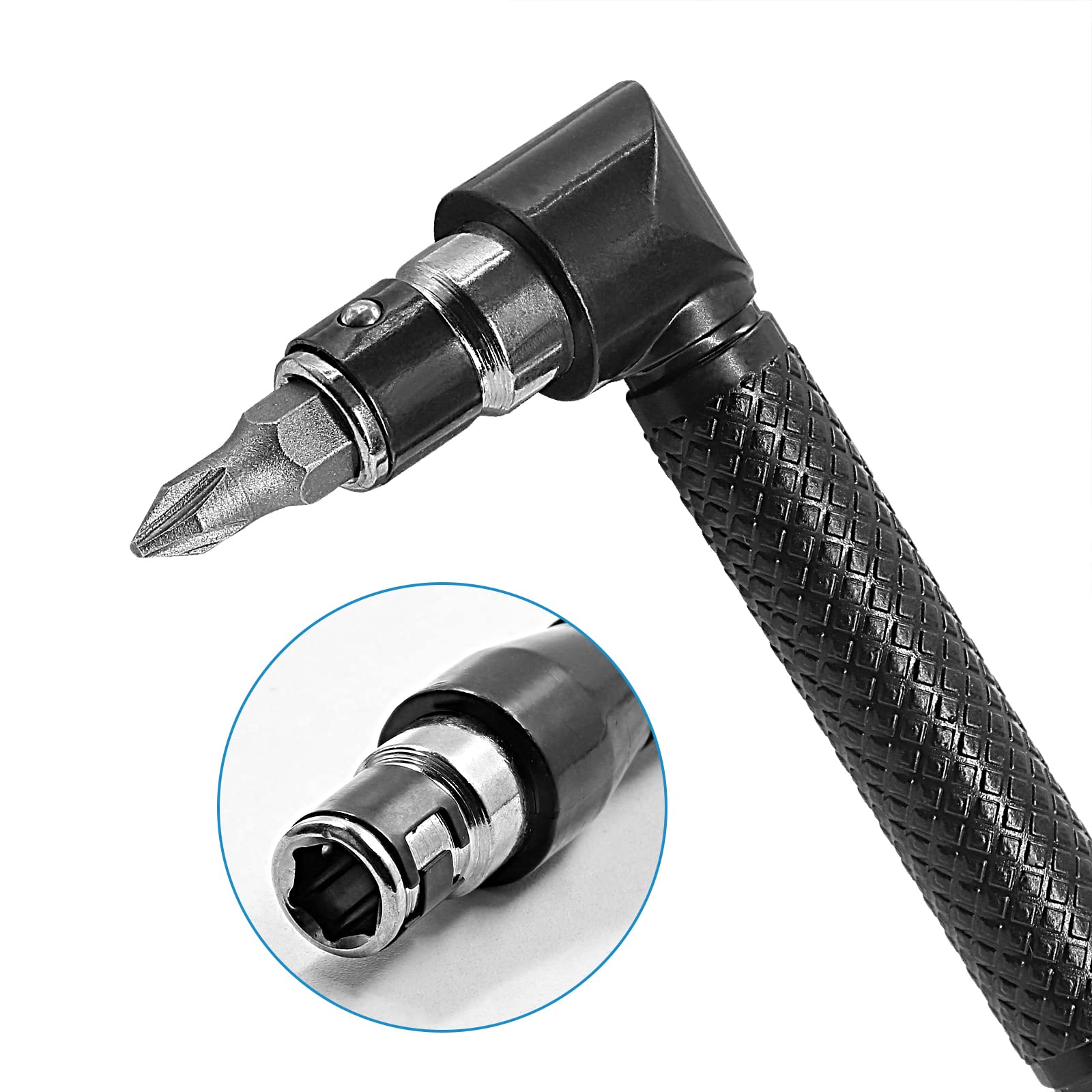Jamiikury 90 Degree Right Angle Driver, 11.6 Inch Bendable & Flexible Screwdriver Extension Soft Shaft and 10pcs Screwdriver Bit Set, Power Screwdriver Drill Extension Kits - Pack of 12