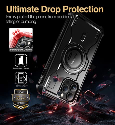 Dexnor Magnetic Case for iPhone 13 Pro Max, Compatible with MagSafe, [Built in Screen Protector and Kickstand] Full-Body Heavy Duty Case Protective Cover for iPhone 13 Pro Max 6.7 Inch Black