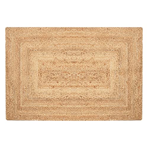 Ekakshx Hand Woven Jute Braided Rug, 2'x3' Natural Color Door Mat Entryway Rug Reversible Farmhouse Accent Rugs for Living Room, Kitchen, Bedroom - 24x36 Inches