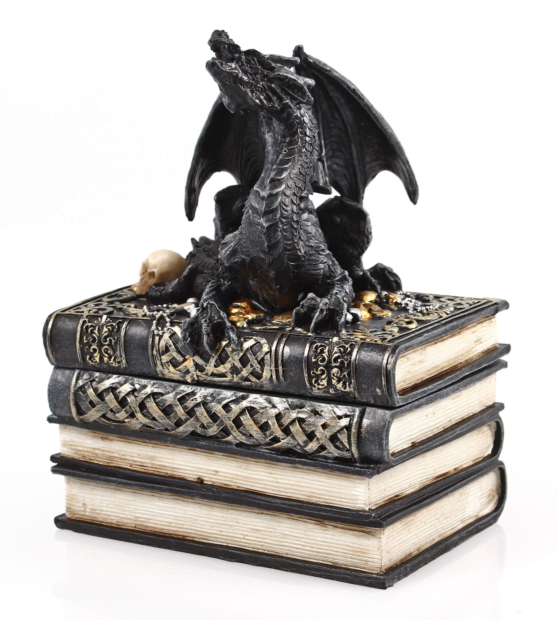 Forged Dice Co. Dragon Treasure Book Dice Box with Custom Foam Insert - Container Displays 7 Individual Dice or Holds 8 Complete Polyhedral Dice Sets 56 Total Dice - Storage for DND RPG Tabletop Dice