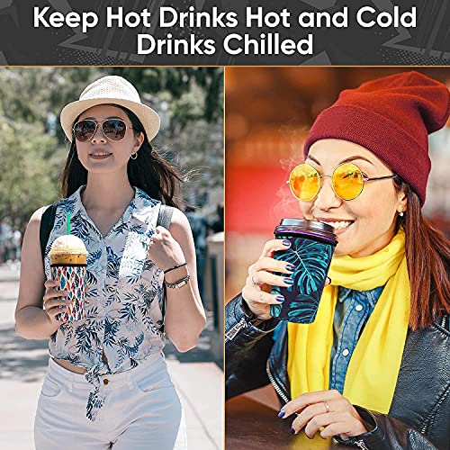Baxendale Iced Coffee Sleeve for Cold Drink Cups - 2 Pack Neoprene Iced Coffee Sleeve Cup Sleeves for Cold Drinks, Reusable Compatible with Starbucks Dunkin - Large 32oz (Peach & Mint Textured)