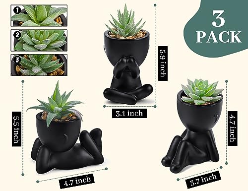 Der Rose 3pcs Fake Succulents Plants Artificial for Bathroom Bedroom Home Room Decor Aesthetic Indoor