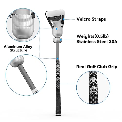 DGPCT VR Golf Club for Oculus Quest 2, Alluminum Golf Club Attachment Compatible with Oculus Meta Quest 2, with 1: 1 Sleeve, Counterweight and Realistic Rubber Grip