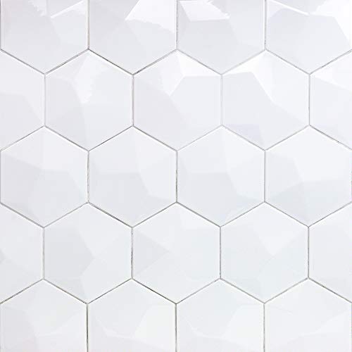 Bethlehem 3D Hexagon White 5.9" x 6.96" Polished Ceramic Wall Tile (1 Box Covers 5.4 sq. ft.)