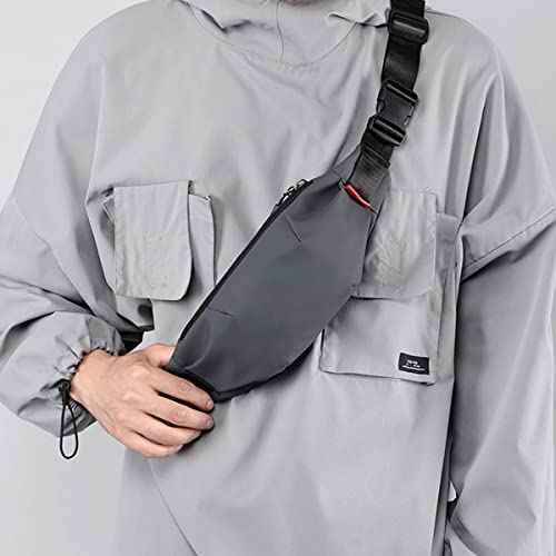 DAZZLESUN Men Waterproof Sling Bag Travel Waist Bag Woman Lightweight Gray Crossbody Shoulder Backpack for Biking Hiking Work