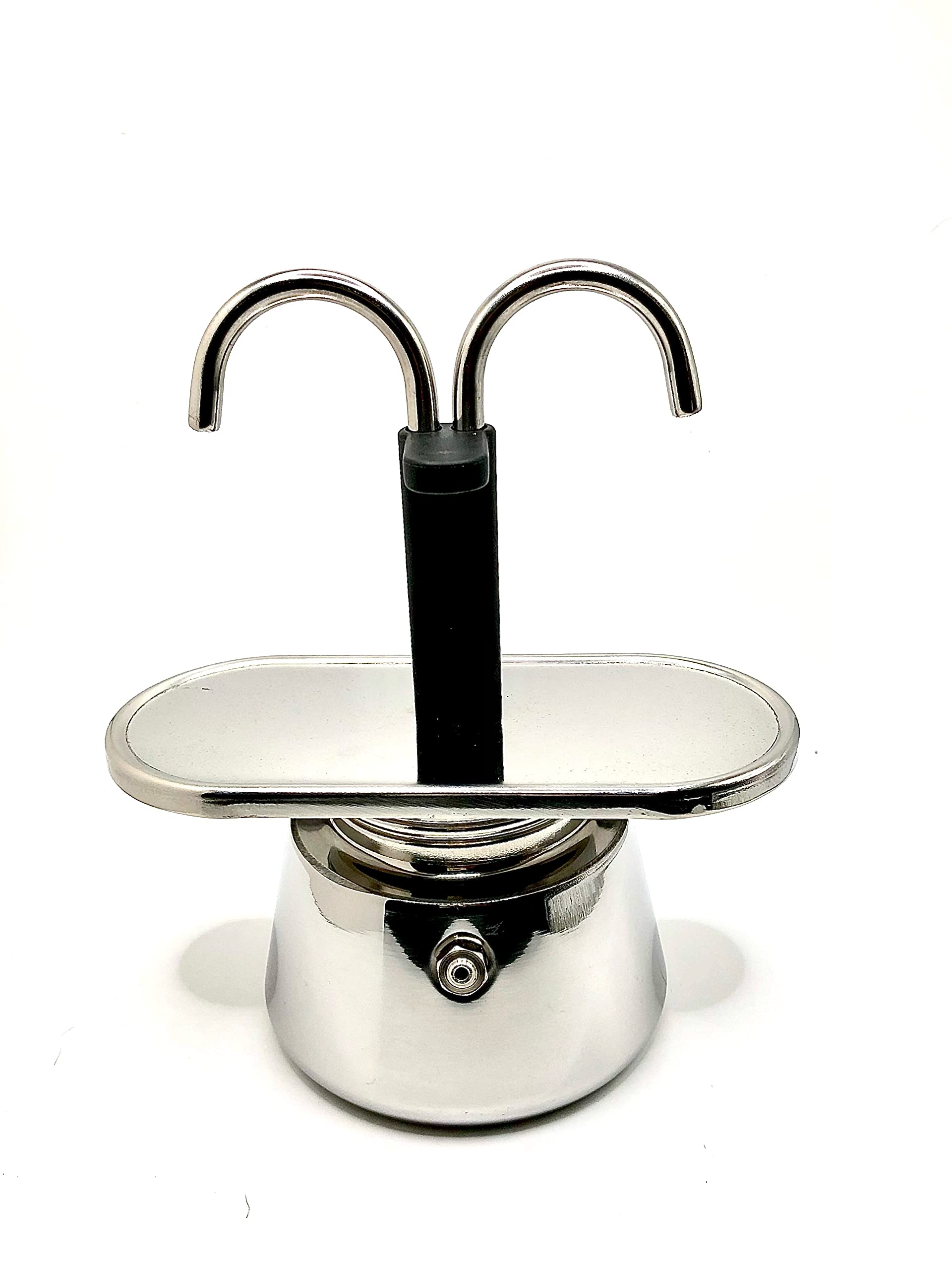 BRV Kitchen Mini 2 Cup Moka Pot - New Generation Great Flavored Italian Style - Delicious Espresso Coffee Maker - Easy to Use & Clean - Stainless Steel Silver