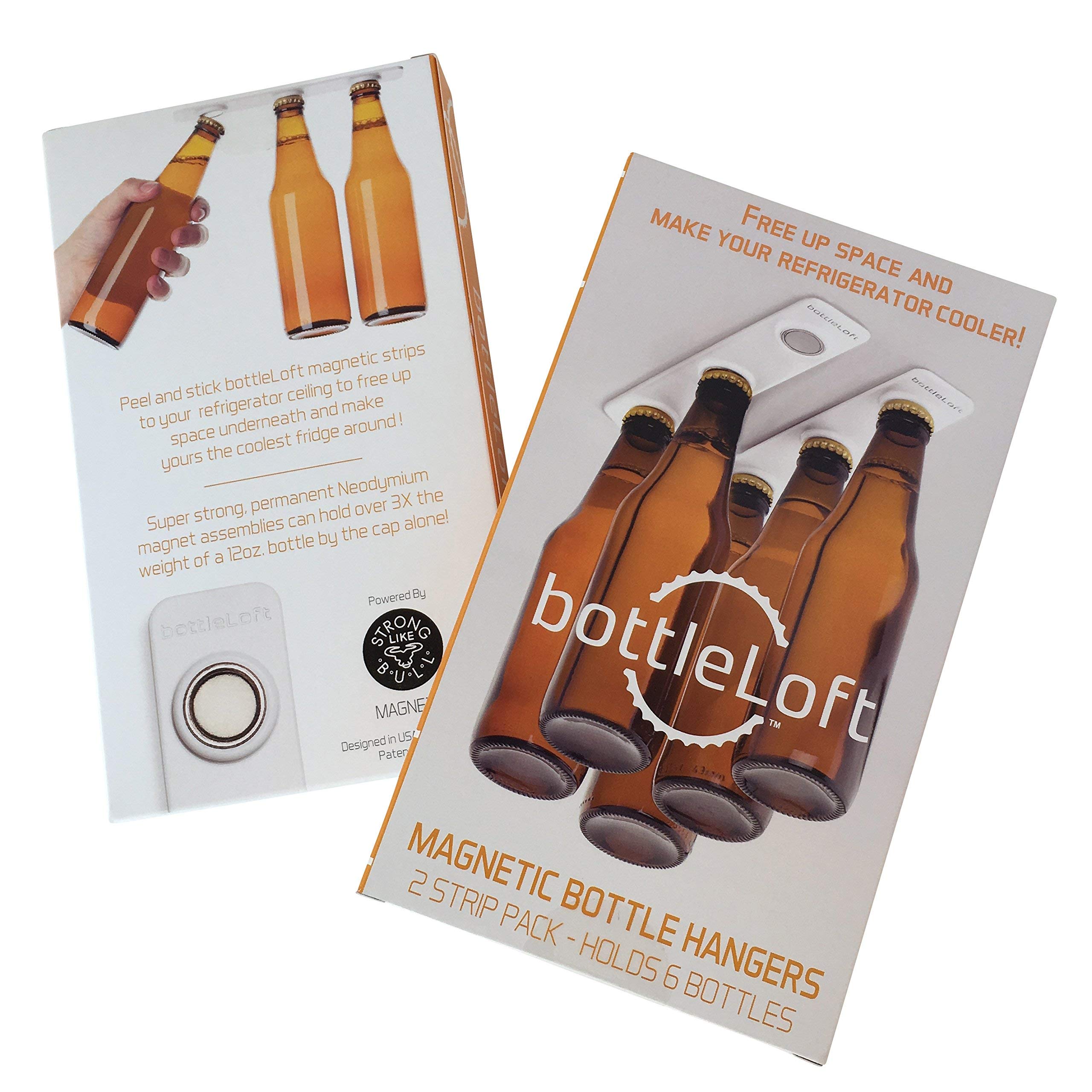 BottleLoft by the original Magnetic Bottle Hanger 2 Strip Pack (holds 6 bottles) by