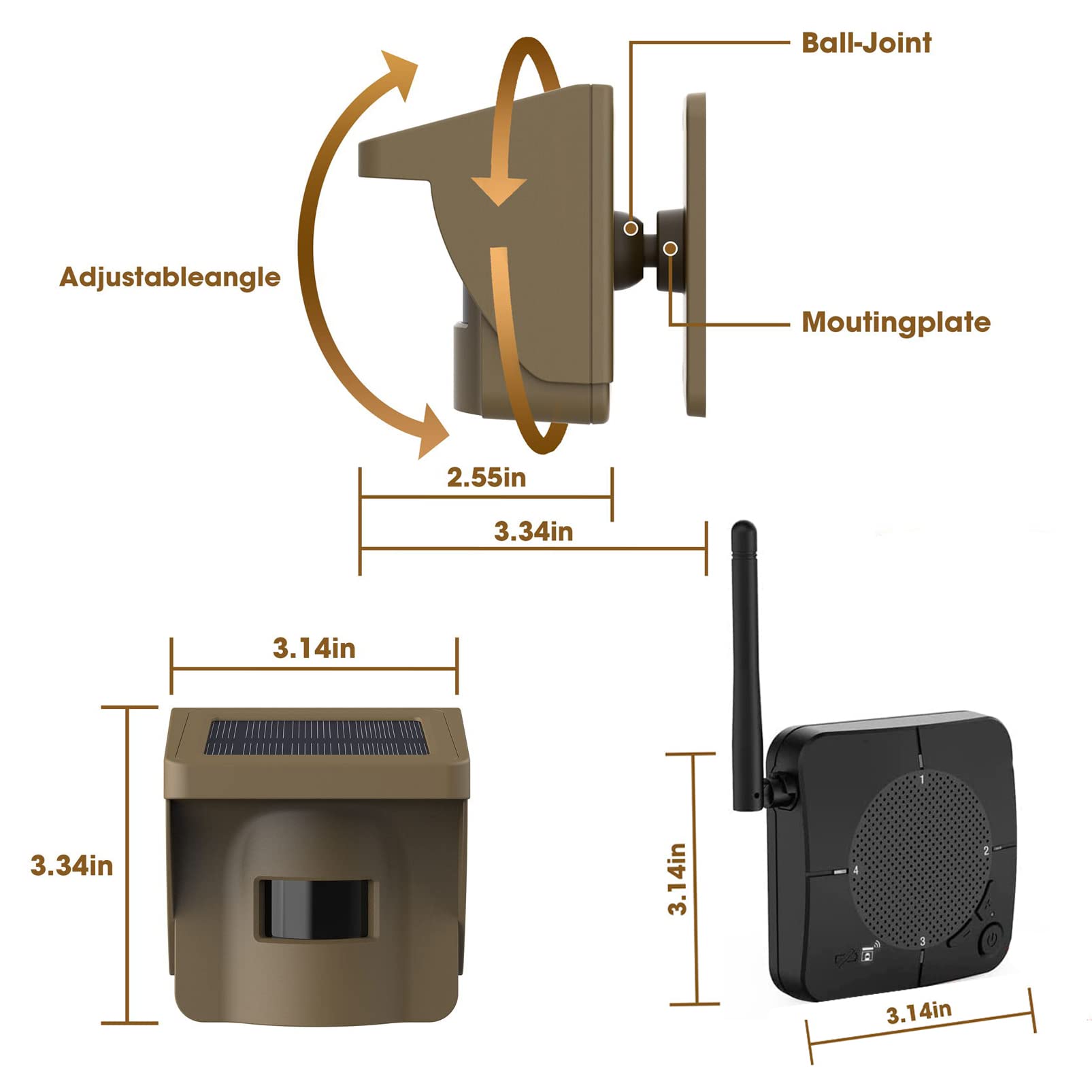 CAMCAMP 1/2 Mile Long Range Solar Wireless Driveway Alarm Outdoor Weather Resistant Driveway Sensor & Motion Detector Security Alert System for Home Outside Property(1 Sensor and 1 Receiver)