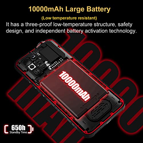 CONQUEST 5G Rugged Smartphone, S23 Unlocked Cell Phone with PTT Button, Android 12, 6.58'' Screen, 12GB+256GB, 10000mAh Battery, 108MP Main Cam, Dual SIM, NFC (Red-DMR)