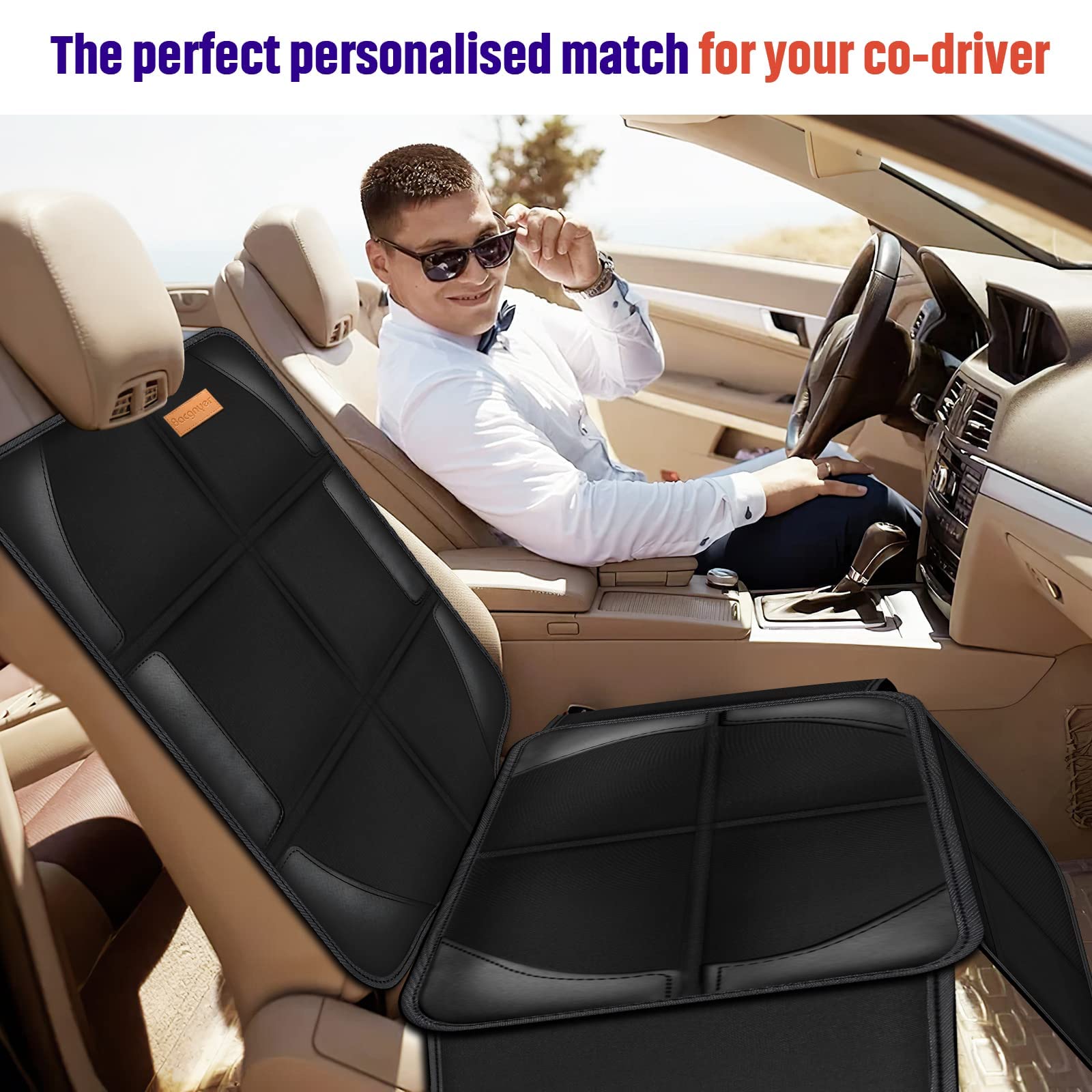 Car Seat Protector, 1 pack of Seat Protectors, Thickest Padded 600D Fabric Padding, Waterproof, Durable, Anti Slip Backing, Child Seat Protection, Suitable for Babies, Toddlers, Children（light grey 1）