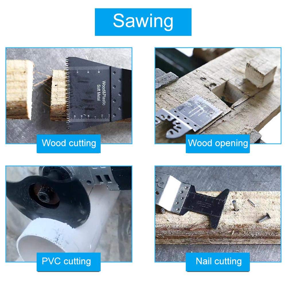 Saw Blades Carbide 108PCS Universal Oscillating Multitool Saw Blades High-Carbon Steel Cutting Polishing Tool Set Compatible for Bosch Multi-X