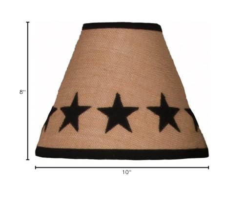 N?A Primitive Country Embroidered Black Star Vine Burlap Lamp Shade 10" Home and Garden Ornament