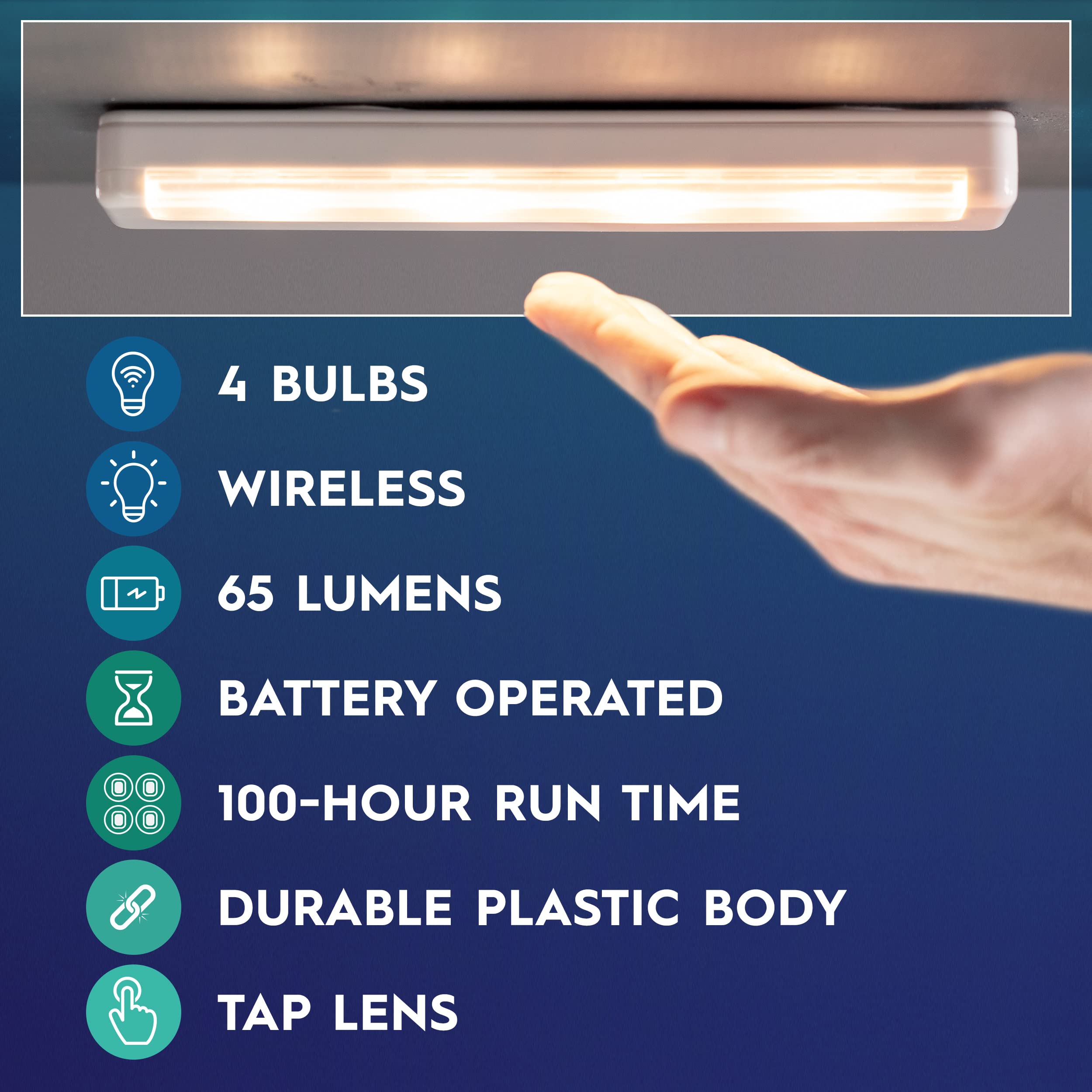 Brilliant Evolution Wireless Ultra Thin LED Light Bar 1 Pack - Battery Operated Lights - Kitchen Under Cabinet Lighting - Closet Light - Stick On Push Light - Under Counter Lights for Kitchen