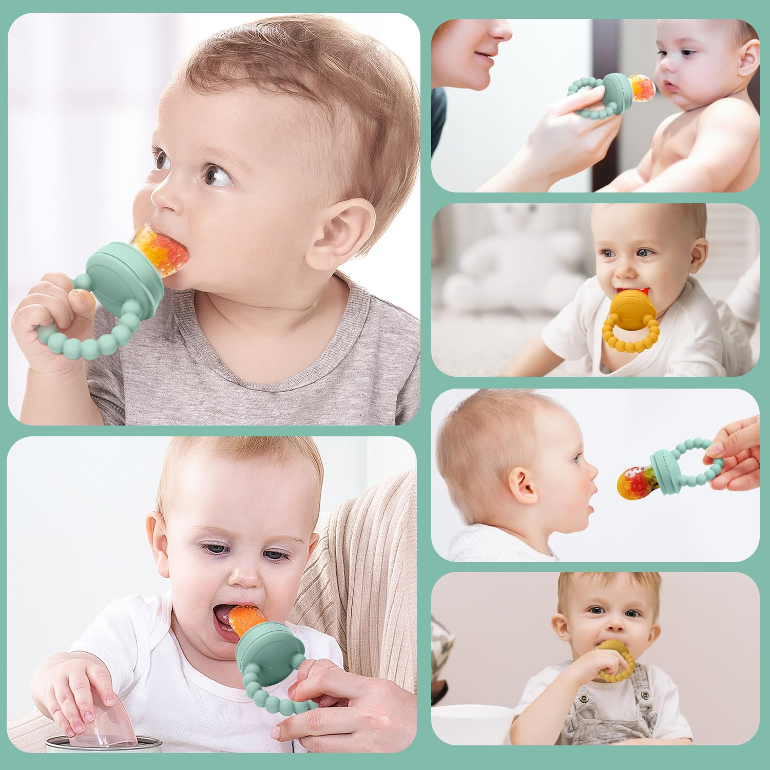 Baby Breastmilk Popsicle Molds with Fruit Food Feeder Set,Silicone Breastmilk Freezer Trays for Teething,Food Storage and Self Feeding,Include 6 Feeder Pacifier,BPA-Free