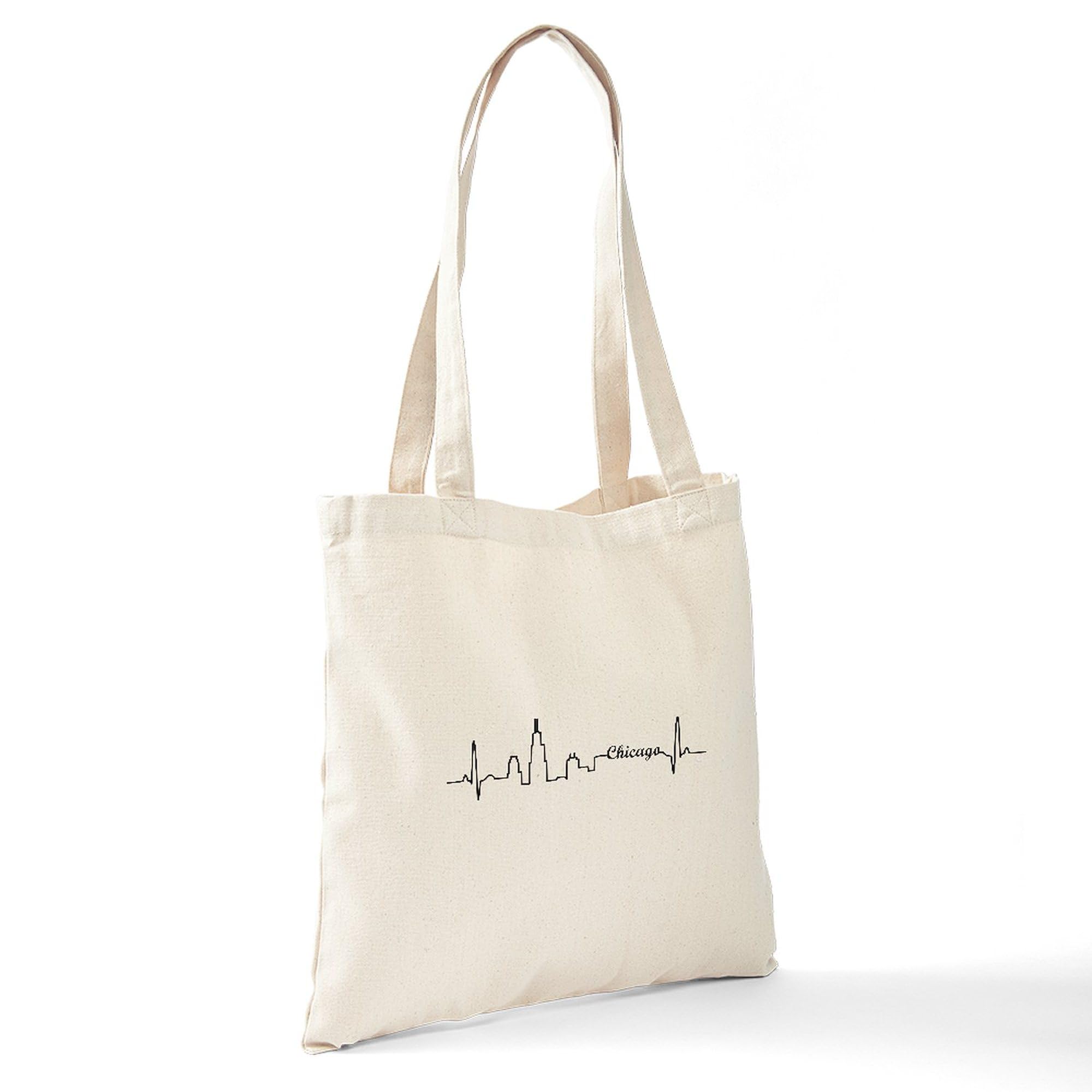 CafePress Chicago Heartbeat Letters Tote Bag Canvas Tote Shopping Bag