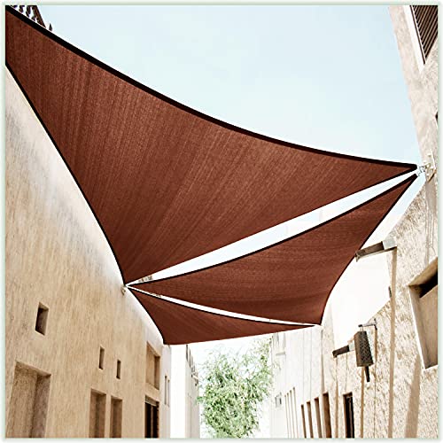 ColourTree 10' x 10' x 10' Brown Sun Shade Sail Triangle CTSLT10 - Canopy Mesh Fabric UV Block - Commercial Heavy Duty - 190 GSM - 3 Years Warranty