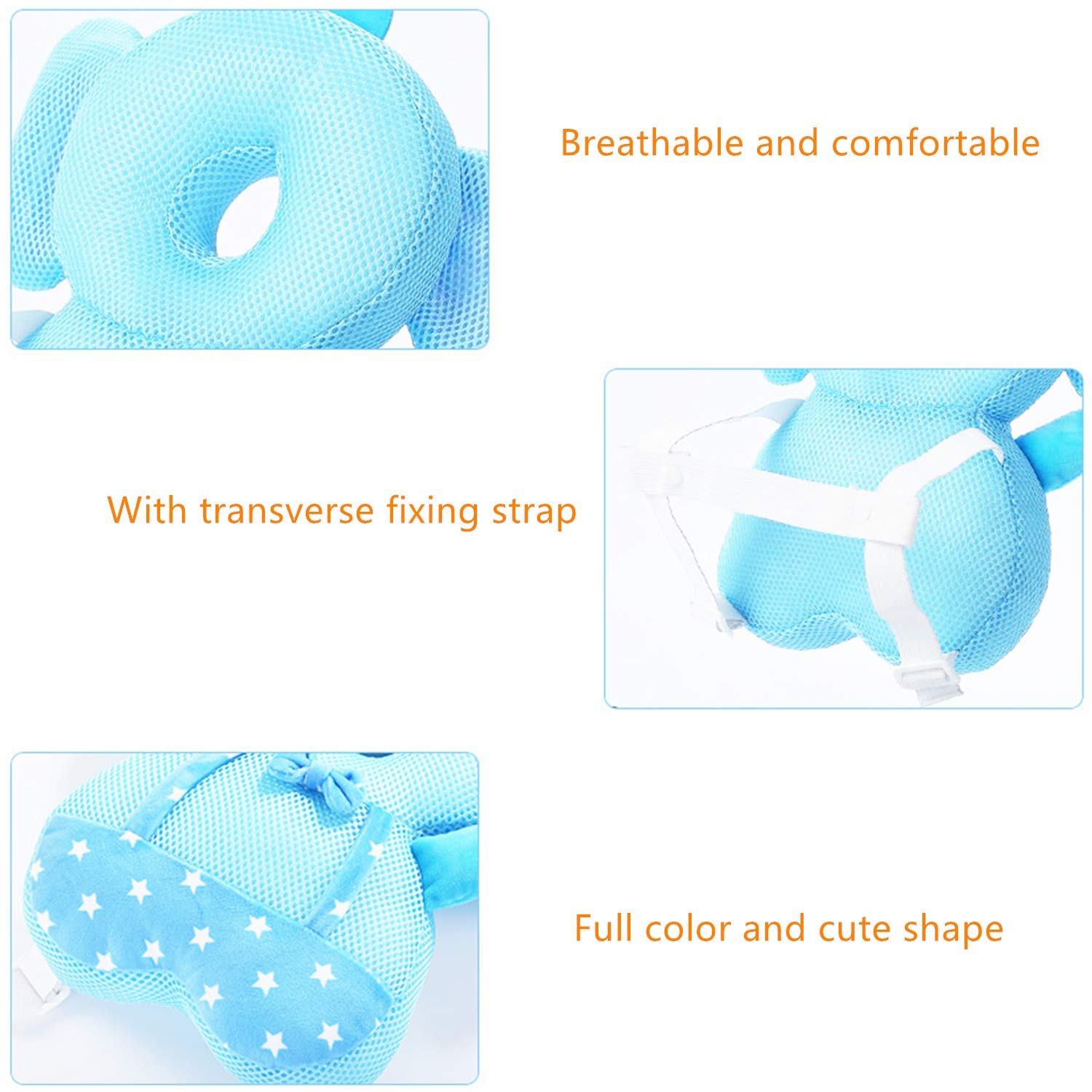 Baby Toddlers Head Protective Adjustable Infant Safety Cushion Pads Baby Head Protector Baby Back Protection Prevent Suitable from 6months (Elk)