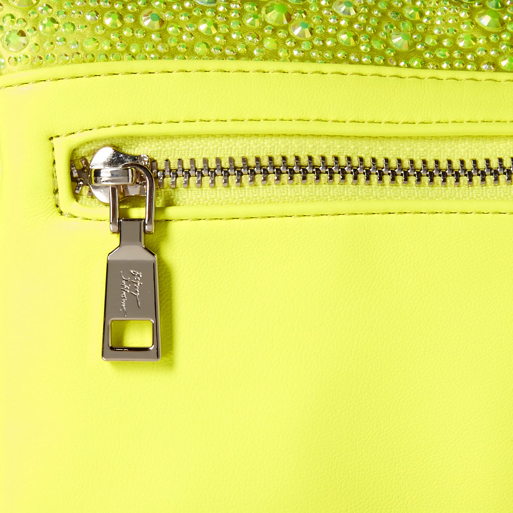 Betsey Johnson Rhinestone Flap Clutch Crossbody, Citron