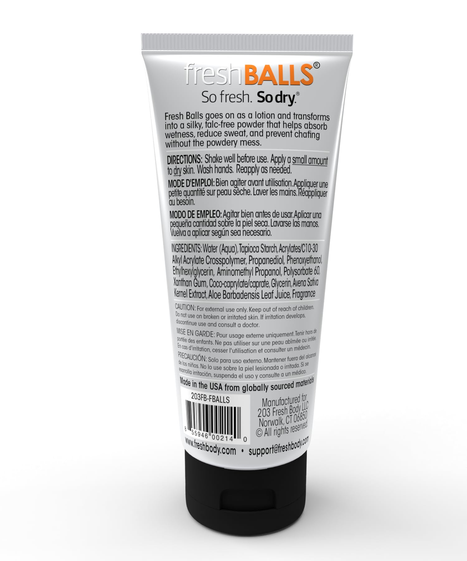 Fresh BALLS Lotion (2 Pack) Anti-Chafing Men's Soothing Cream to Powder Ball Deodorant and Hygiene for Groin Area, 3.4 fl oz