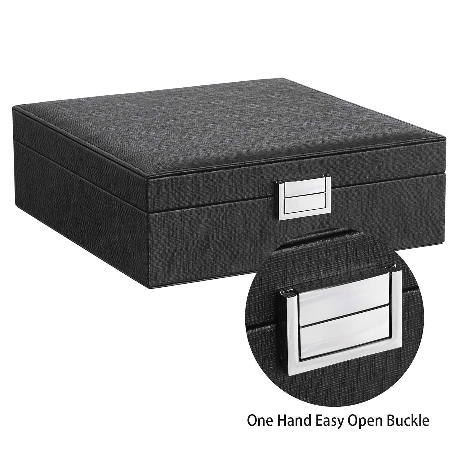 BEWISHOME Jewelry Box Organizer 40 Section Display Tray Jewelry Box for Women 35 Compartments Jewelry Organizer Black