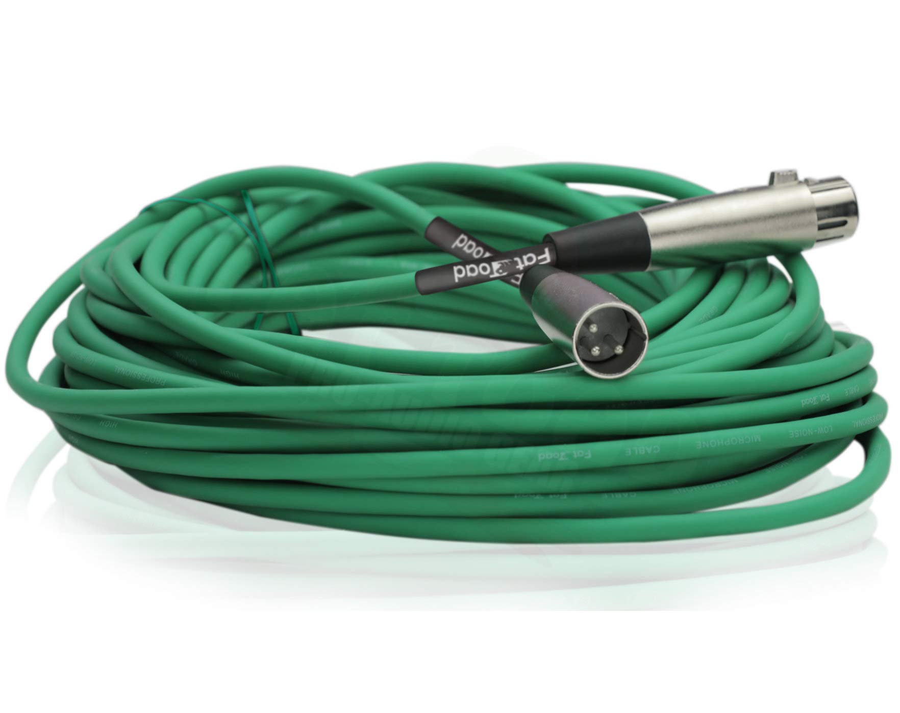 Fat Toad XLR Microphone Cables (2 Pack) 50ft Pro Audio Green Mic Cord Patch Extension & Male to Female Lo-Z Connector | 24 AWG Shielded Wire & Balanced for Speakers, Recording Studio Mixer Gear