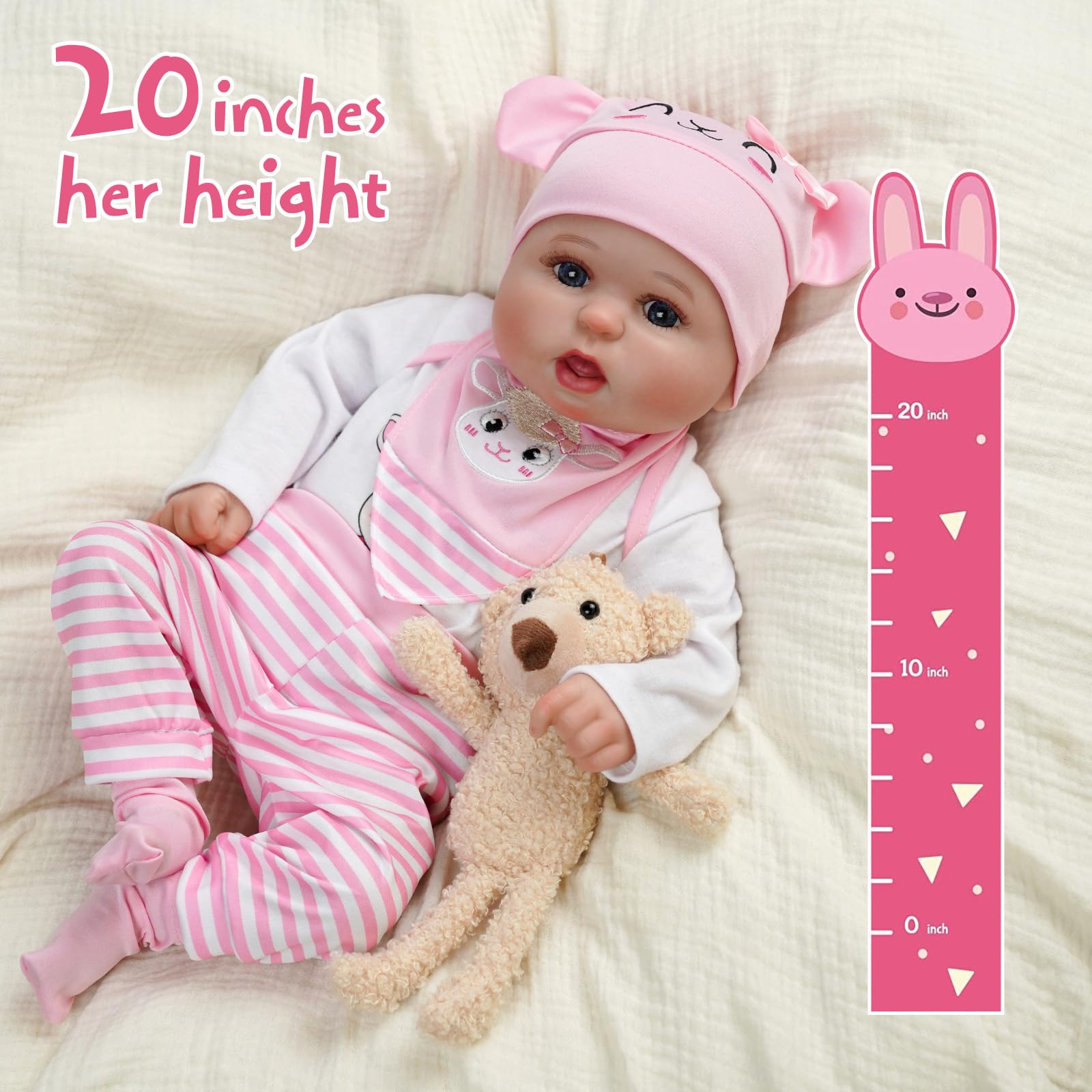 BABESIDE Reborn Baby Dolls - Bailyn, 20 Inch Handmade Realistic Baby Doll Soft Body Life Like Baby Dolls, Realistic Newborn Baby Dolls for Girls Boys Kids Age 3+