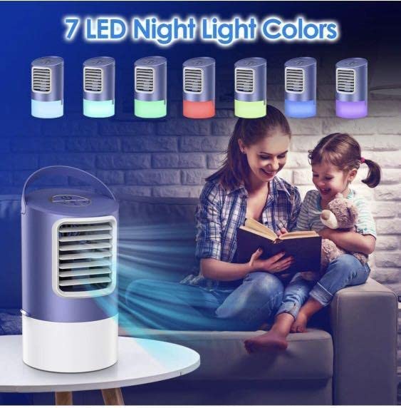 Personal Air Cooler, Portable Air Conditioner Fan, Small Space Evaporative Air Cooler with Timing, 3 Speeds Quiet Humidifier Misting Fan, Desktop Cooling Fan for Room, Home, Office, Dorm