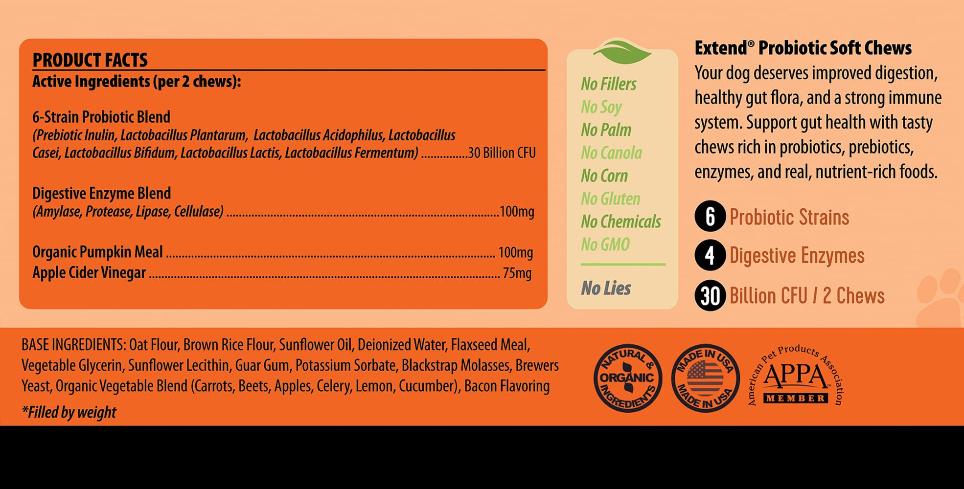 Extend® Probiotics for Dogs - Digestive Health, Immune, Allergy & Skin Support - Reduce Gastric Distress, Bloating, Constipation, Diarrhea - Natural, Clinically-Proven, Made in USA