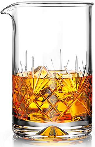 Mofado Crystal Cocktail Mixing Glass - 24oz 710ml - Thick and Sturdy Bottom, Durable - Premium Seamless Design - Professional Quality