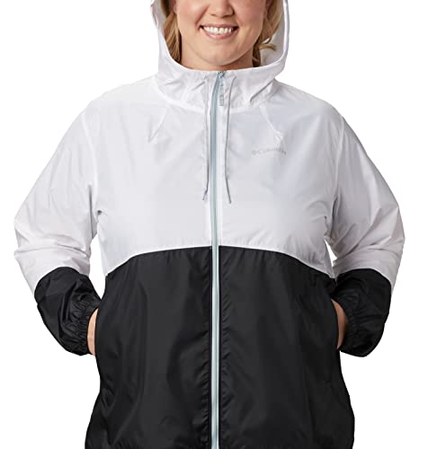 Columbia Women's Flash Forward Windbreaker, Water & Stain Resistant Outerwear, White/black, X-Large
