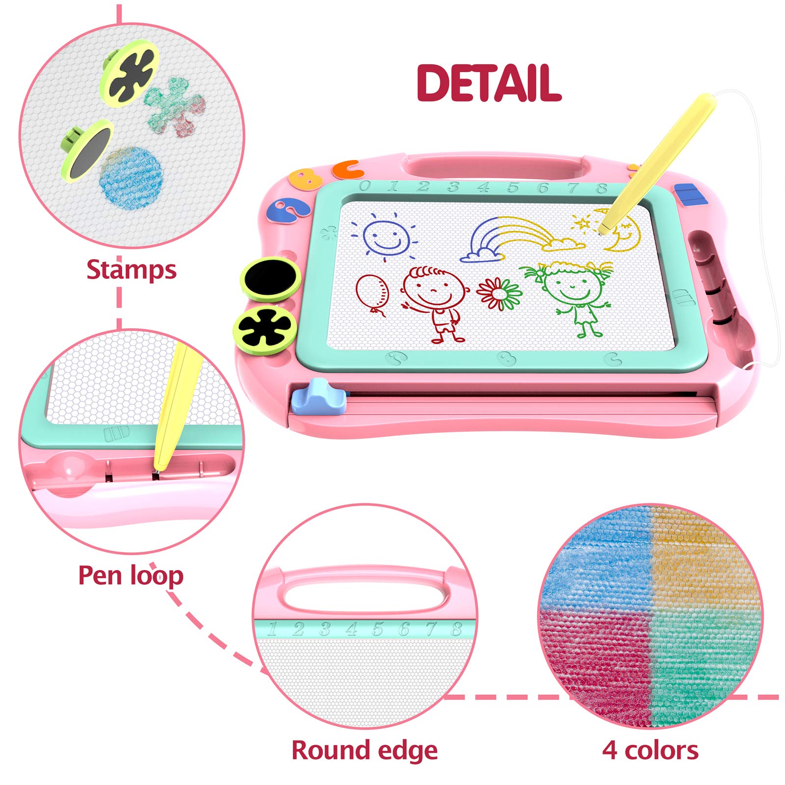 LOFEE Magnetic Drawing Doodle Board - Birthday Gift for Girls Age 1-4 - Small Travel Toy