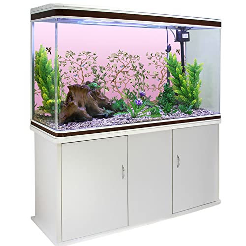 Aquarium Background Flower 24.4x48.8 inch Fish Tank Background PVC Fish Backdrop Wallpaper for Background Aquarium Fall Plants Leaves and Birds Pink Gradient