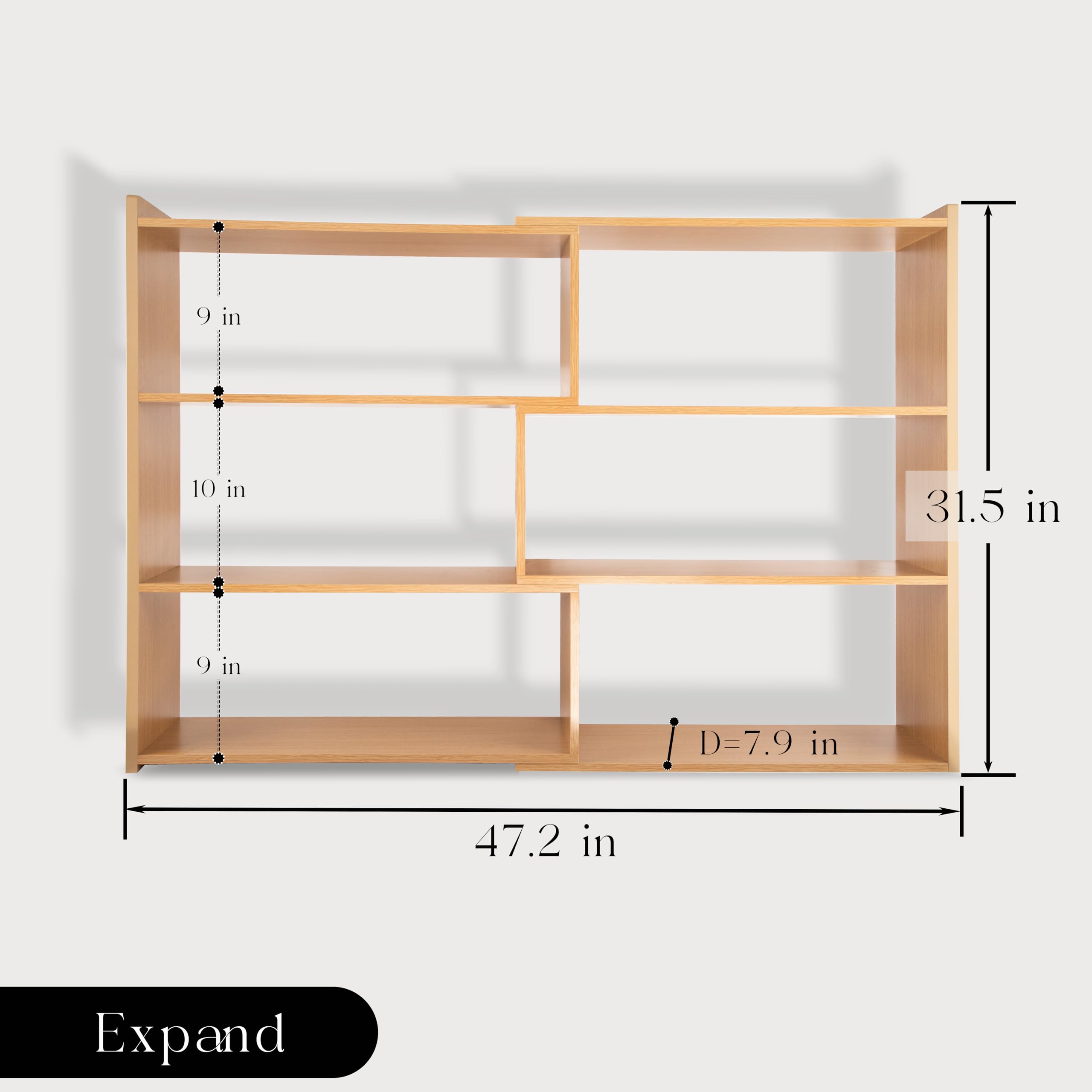 Cmishe 4-Tier Wooden Bookshelf, Expandable 25-47 inch Wide Bookcase, Modern Freestanding Bookcas for Small Space or Corner (Walnut)