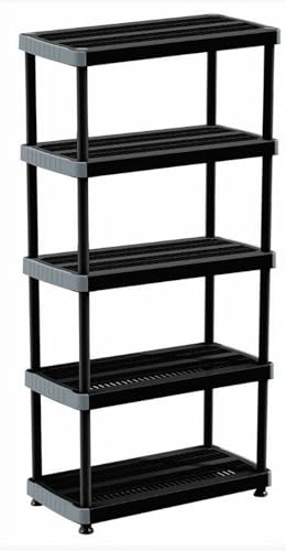 CFSAFK Heavy-Duty 5-Shelf Polypropylene Garage Shelves, Black