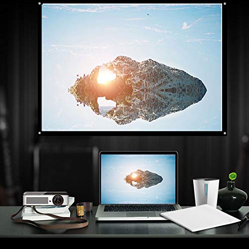 APAINI Portable Non-Crease White Projector Curtain Projection Screen with Adhesive and Hooks Projection Screens (Size : 100 inch)