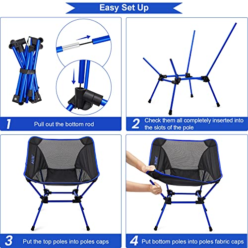 G4Free 2Pcs Folding Camping Chairs, Ultralight Compact Backpacking Folding Chairs Lawn Chairs Heavy Duty 330lbs with Side Pockets Packable for Outdoor Camp Travel Beach Picnic Travel Hiking Orange
