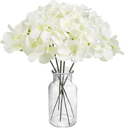 Auihiay 64 PCS Artificial Hydrangea Flowers, Silk Hydrangea Flowers Heads with Stems, Full Artificial Flowers for Wedding Centerpieces, Baby Shower, Home Garden Party Decor (Ivory)