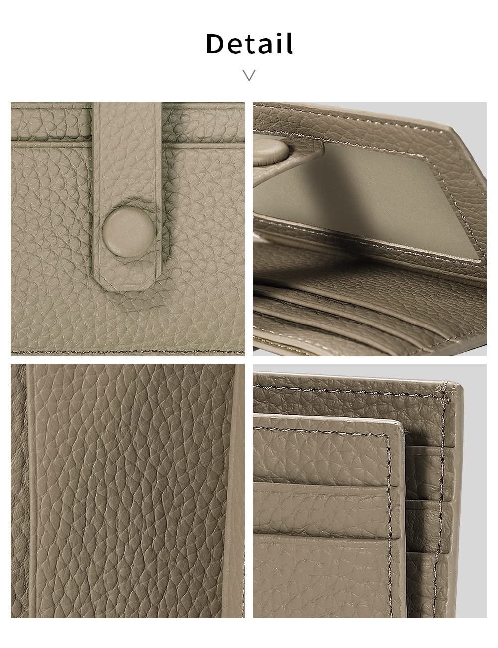 Small Wallets for Women Leather Credit Card Holder Pocket Purse (Khaki)