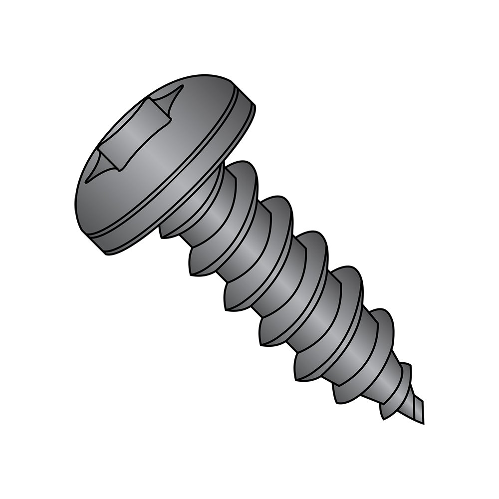 Small Parts 0406ABTPB Steel Sheet Metal Screw, Black Oxide Finish, Pan Head, Star Drive, Type AB, #4-24 Thread Size, 3/8" Length (Pack of 100)