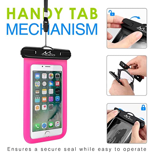 MoKo Waterproof Phone Pouch Holder 2Pack, Underwater Cellphone Case Dry Bag with Lanyard Armband Compatible with iPhone 14 13 12 11 Pro Max X/Xr/Xs/SE 3, Samsung S21/S10, Black+Magenta