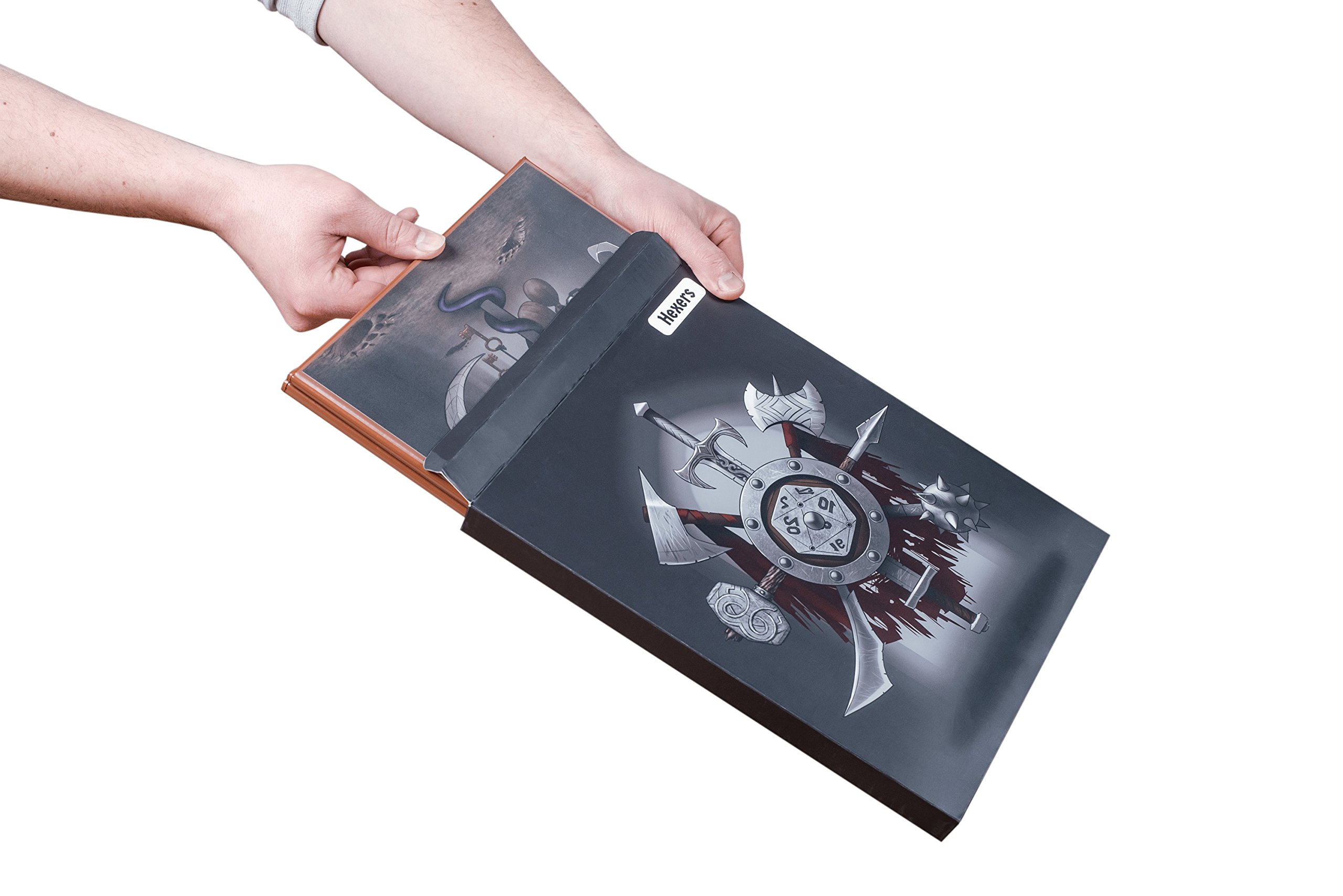 Hexers Game Master Screen, Compatible with Dungeons and Dragons, DND DM Pathfinder RPG Role-Playing, 4 Customizable Panels Inserts Included That Slide into The Pouches, Dry Erase Tracker Sheet