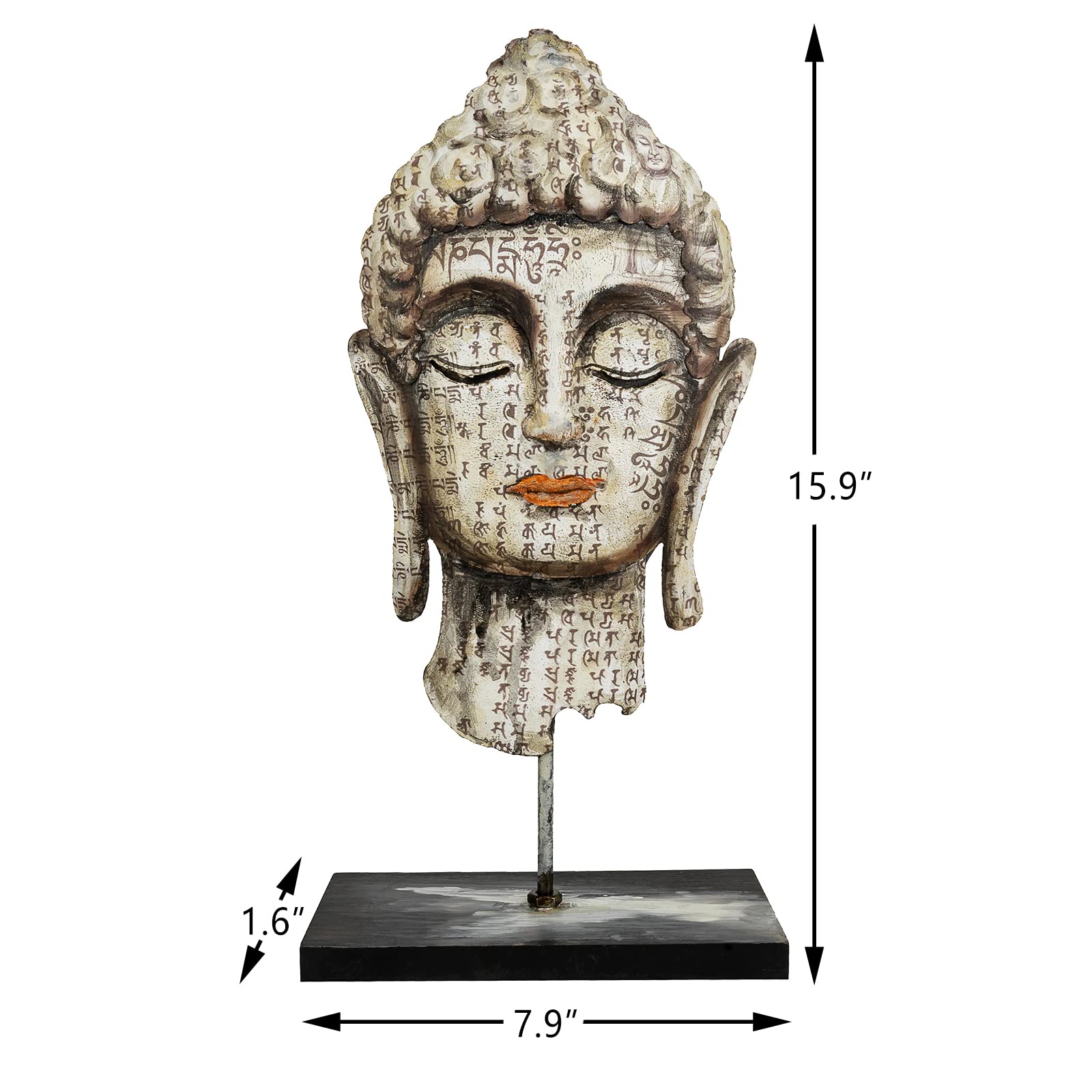 SunBlogs Art Handmade and Hand-Painted Buddha Bust Statue, 16” H Zen Buddha Sculpture Handicraft, Rustic Metal Art Decor for Home Decorations (Style 1)