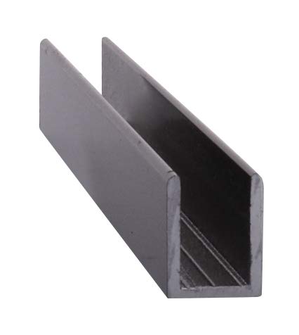 Brixwell SDCD38BL-CCP36 Black 3/8" Fixed Panel Shower Door Deep U-Channel - 36"