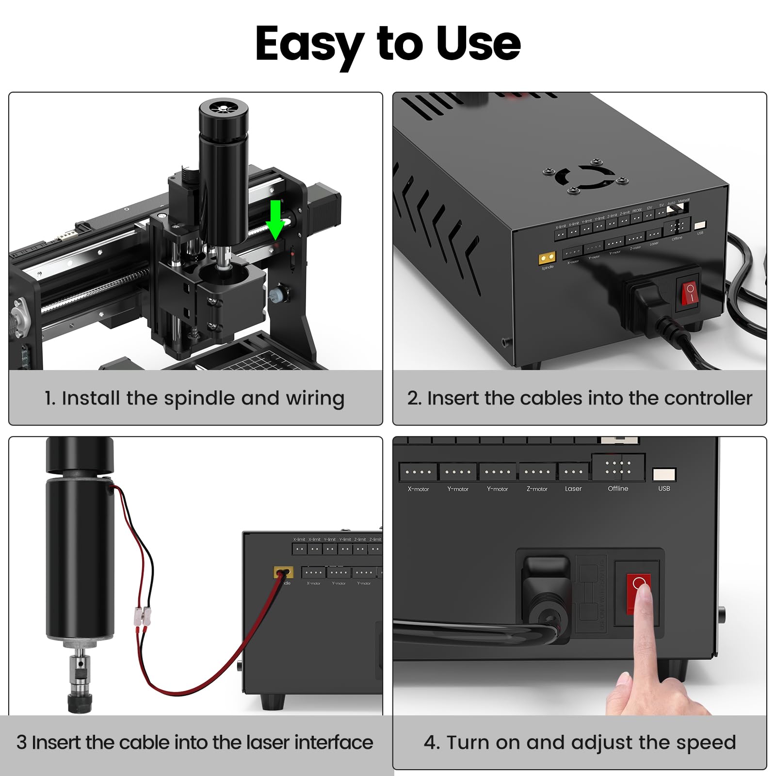 CNC 500W Spindle Motor Kit, CAMXTOOL 11000RPM Spindle Integrated Control Box Motor Speed Adjustment Button, For 3020PLUS, 4540, 3018MAX, DIY Engraving, CNC Engraving, CNC Drilling