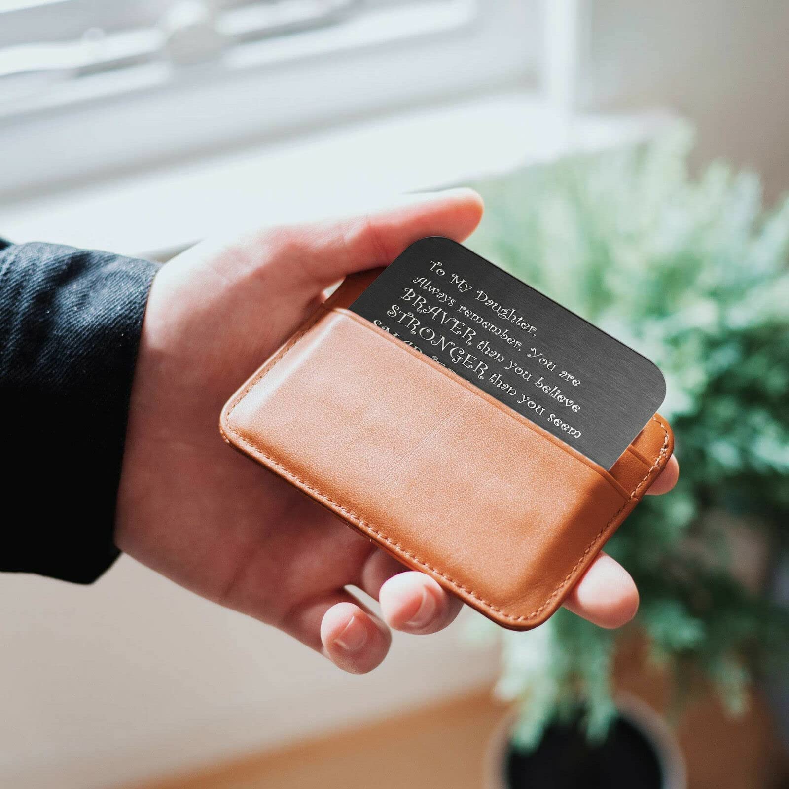 Personalized Text Engraving Wallet Insert Card (Turquoise Blue)