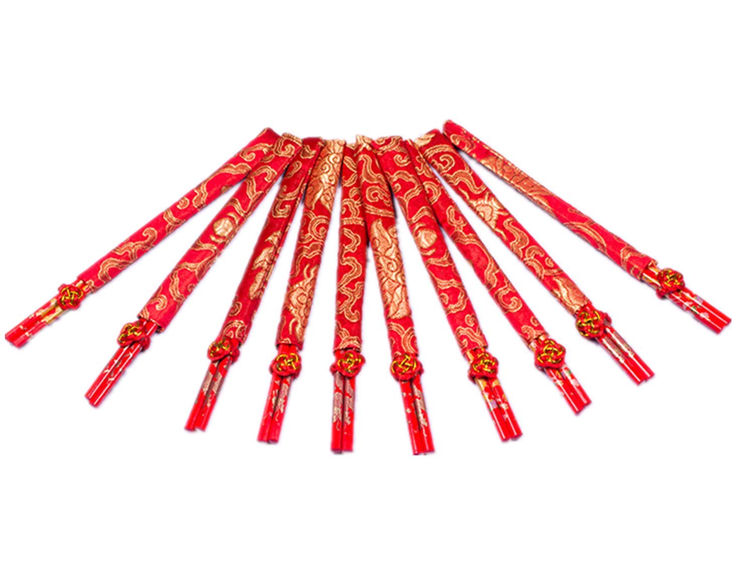 Cafurty 10 Pairs Chinese Bamboo Chopsticks (10 Pairs Red Chopsticks)