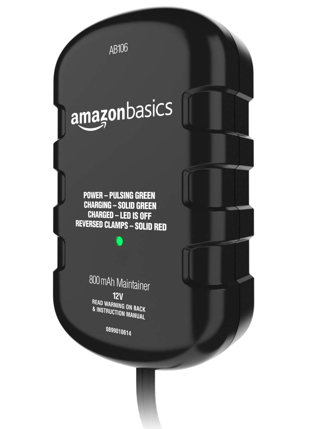 Amazon Basics 12 Volt 800mA Battery Charger with Auto Start and Reverse Protection, Black